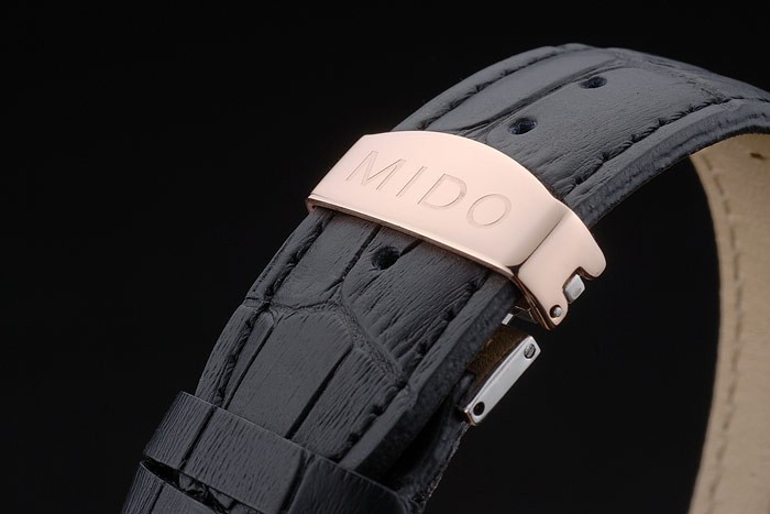 Mido Multifort Rose Gold Stainless Steel Bezel Black Croco Leather ...